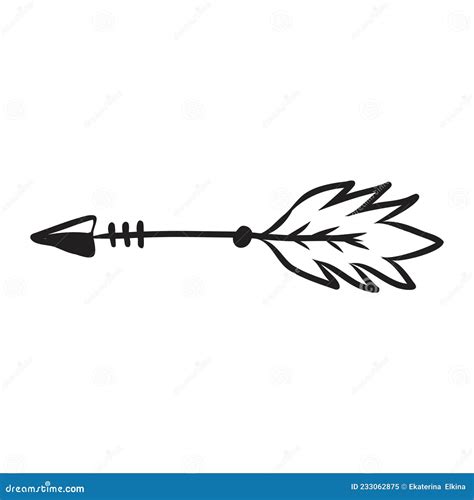 Ethnic Arrows Feathers Boho Style Stock Vector Illustration Of Line Feather