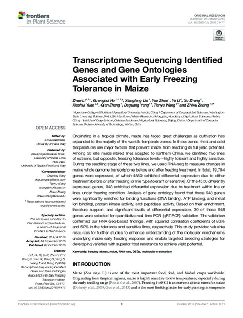 Pdf Transcriptome Sequencing Identified Genes And Gene Ontologies