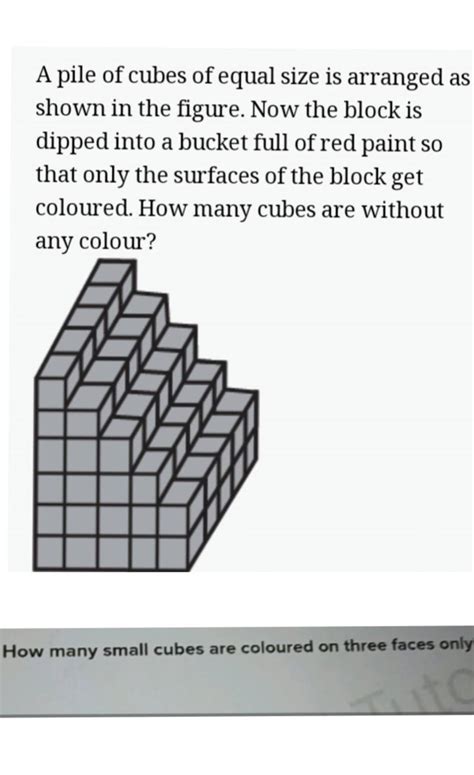 A Pile Of Cubes Of Equal Size Is Arranged As Shown In The Figure Now The