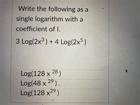 solved write the following as a single logarithm with a