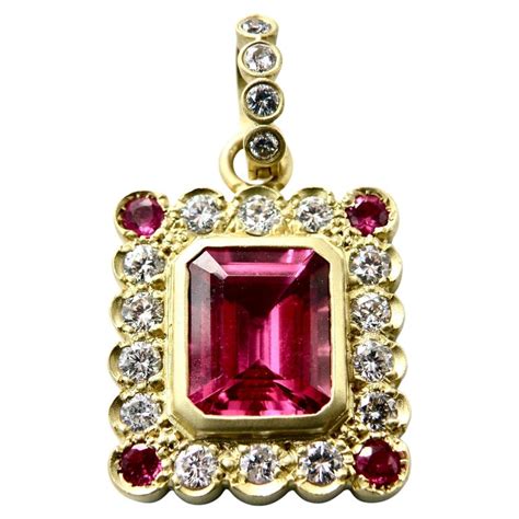 18k Pink Tourmaline And Diamond Pendant For Sale At 1stdibs