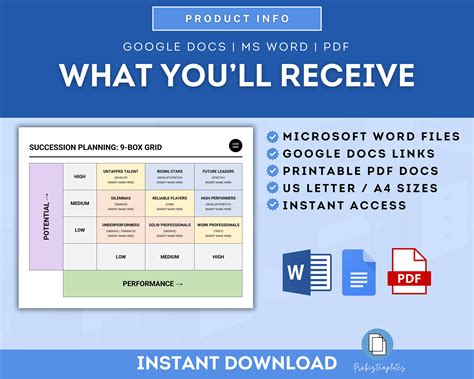 Succession Planning 9 Box Grid Template Talent Assessment Matrix
