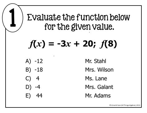 Evaluating Functions Math Lib Activity All Things Algebra®