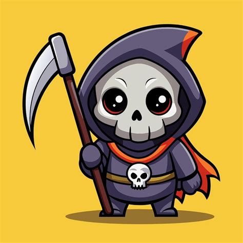Cute Grim Reaper Gaming Icon Premium Ai Generated Image