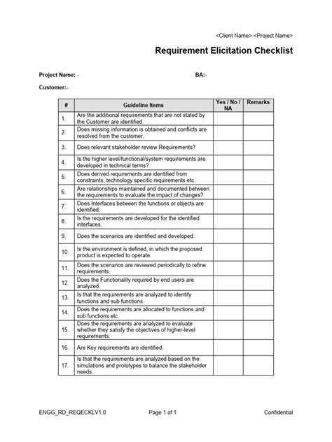 Requirement Elicitation Checklist Pdf Software Engineering Systems Engineering