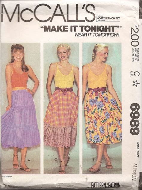 1980s Bohemian Prairie Skirt Pattern 80s Sewing Patterns Etsy
