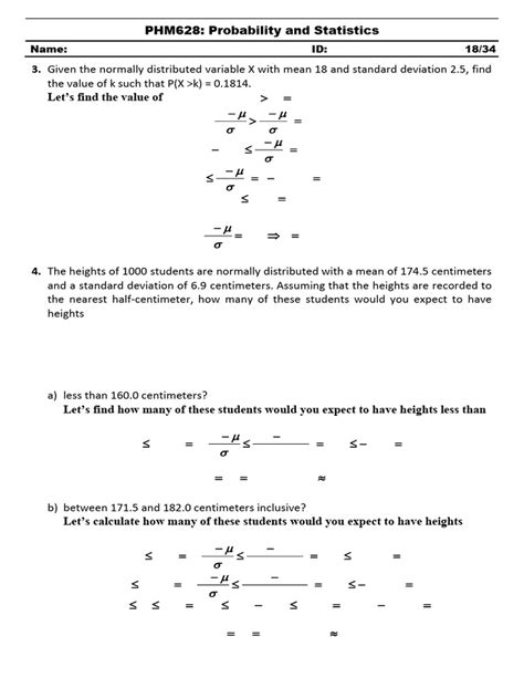 Assignments Ma 50 Pdf Standard Deviation Normal Distribution