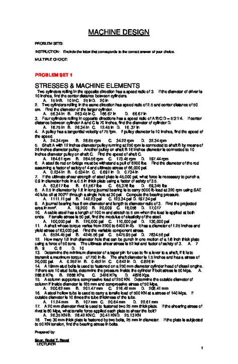 Machine Design Problem Sets - PDFCOFFEE.COM