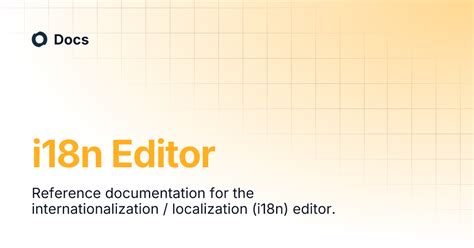 I18n Editor Docs