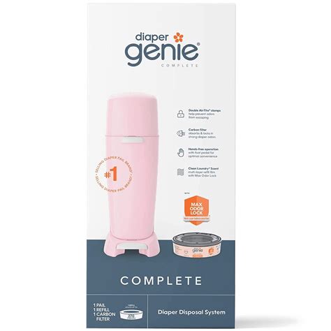 Diaper Genie Complete Pailpink 1 Diaper Pail1 Round Refill 270 Ct