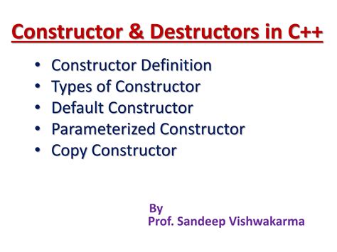 Constructor And Destructors In C Pptx