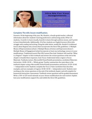 Complete The UDL Lesson Docx