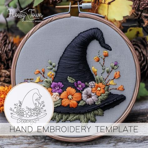Witch Embroidery Pattern Etsy