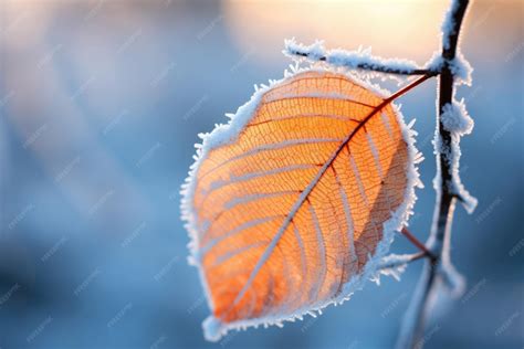 Premium Ai Image Frozen Plant Leaves Frost On Leaf In Winter Morning