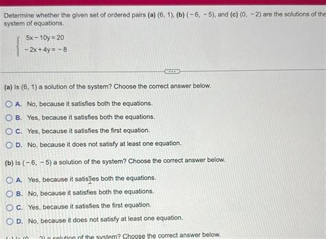[answered] determine whether the given set of ordered pairs a 6 1 b 6 5