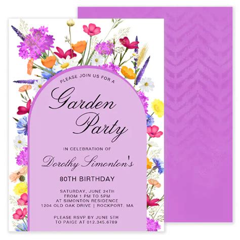 Garden Party Watercolor Wildflower 80th Birthday Invitation Zazzle