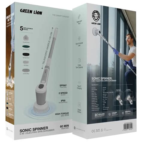 Green Lion Sonic Spinner 5 In 1 Electric Spin Scrubberwhite Alifstores