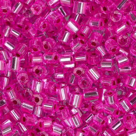 100 Czech 2 Cut Seed Beads Silver Lined Fuchsia 22g I Bead Inc