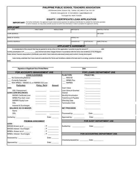 Ppsta Equity Loan Application Form Pdf Loans Financial Services
