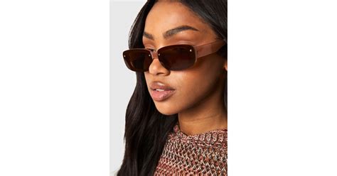 Boohoo Frameless Rectangle Sunglasses In Black Lyst Uk
