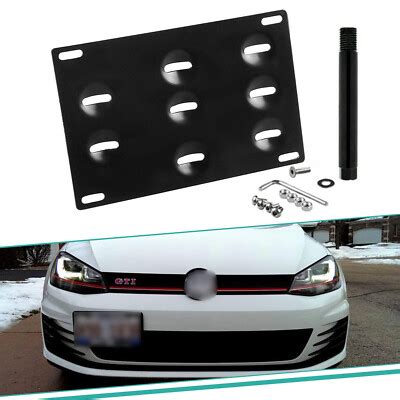 Black Tow Hook License Plate Bumper Mount Bracket For Vw Mk7 Golf Gti