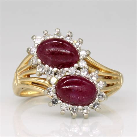 Glass Filled Ruby And Diamond Cocktail Ring 240ctw 023ctw Sz 65 100 Ways