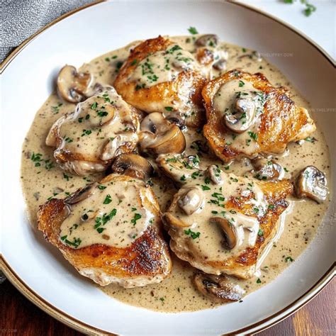 Juicy Chicken Thighs With Creamy Mushroom Garlic Sauce Recipe The Liffey