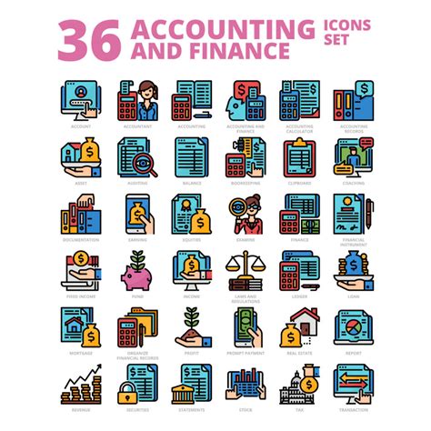 36 Accounting And Finance Icons Set X 4 Styles Masterbundles
