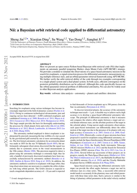 Pdf Nii A Bayesian Orbit Retrieval Code Applied To Differential Astrometry