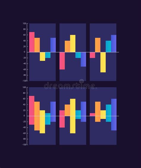 Ups And Downs Infographic Chart Design Template Set For Dark Theme Stock Vector Illustration