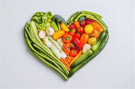 A Creative Arrangement Of Vegetables Forming A Heart Shape On A White