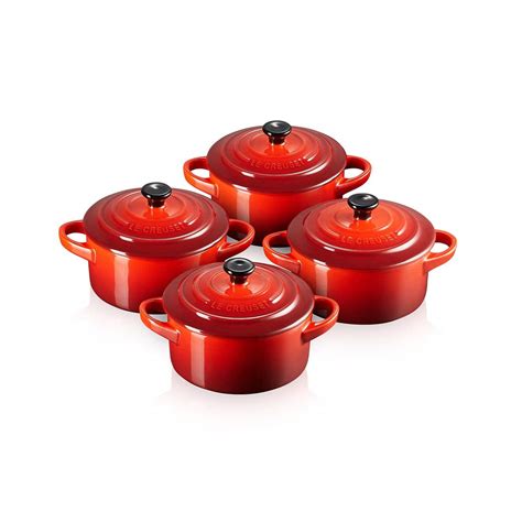 Order Le Creuset Round Mini Cocotte Set Of 4 Cherry Red 79212100600100 Now Jomla Ae