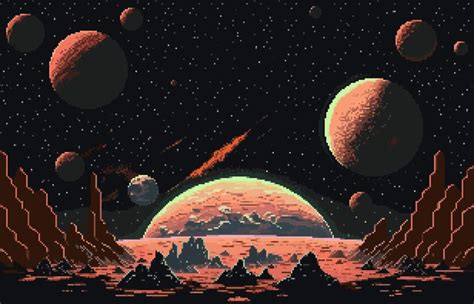 Premium Vector Generative Ai Galaxy Stars And Planets 8bit Scene