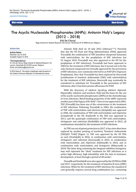 Pdf The Acyclic Nucleoside Phosphonates Anps Antonin Holys Legacy