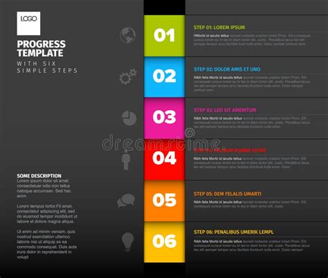 Vector Progress Six Steps Template Stock Vector Illustration Of Page