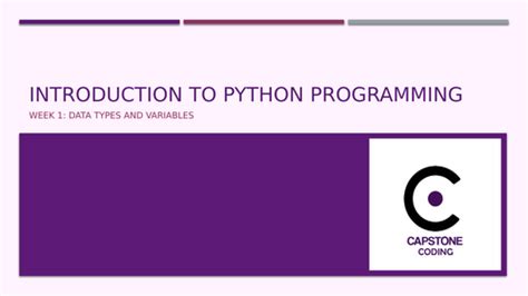 Lesson 1 Introduction To Programming Data Types And Variables Teaching Resources