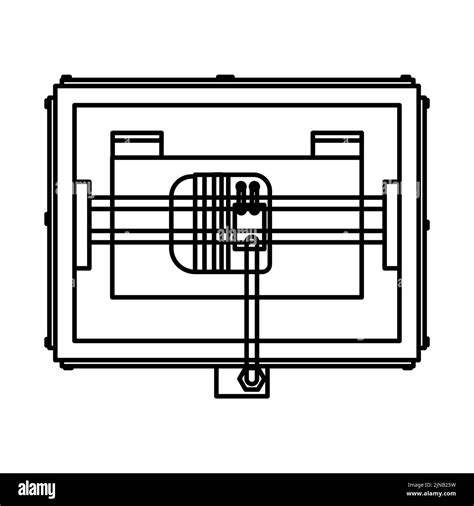 3d Printer Vector Technology Design Icon Outline Engineering Line
