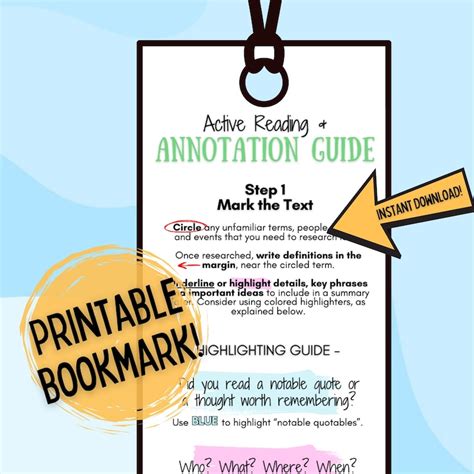 Reading Annotation Key Etsy