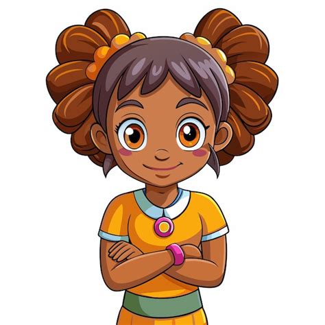 A Cartoon Drawing Of A Girl With Her Arms Crossed Premium Ai