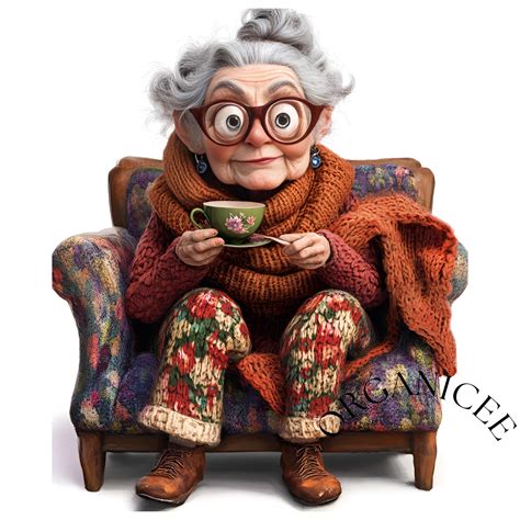 Funny Grandma Clipart Bundle Quirky Senior Ladies 300 Dpi Jpegs