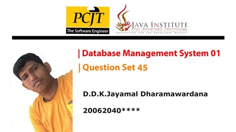 Question Set 45 Database Management System Java Institute Youtube