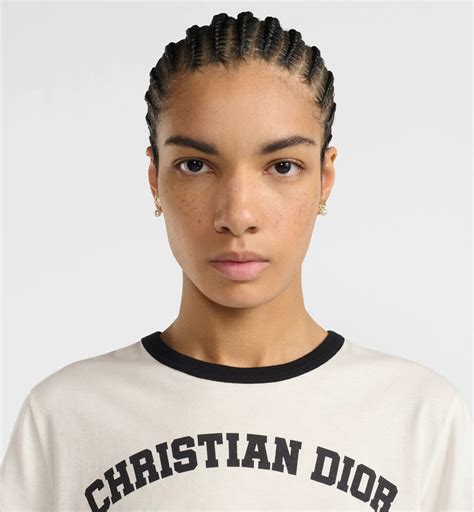 Diorevolution Earrings Gold Finish Metal With White Resin Pearls And