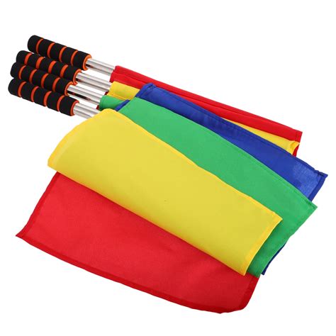 Frcolor 4pcs Referee Flags For Soccer And Volleyball Stainless Steel Pole With Foam Handle