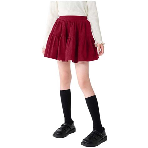 Gamivast Girls Corduroy Skirt Ruffled Elastic Waist Soft Skort With