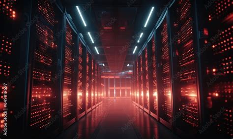 A Modern Data Center Featuring Multiple Servers Each Equipped With