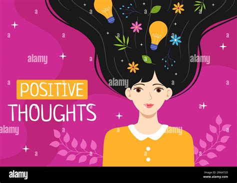 Positives Thoughts Vector Illustration With Thinking Positive As A