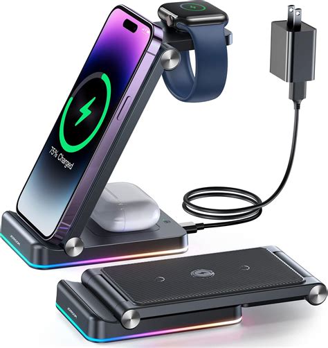 Wireless Charger Tribone 3 In 1 Foldable Fast Charger For