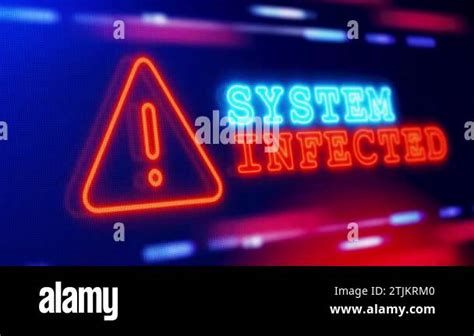 System Infected Warning Alert Screen Loop Blinking Glitch Error Animation Concept Of Virus