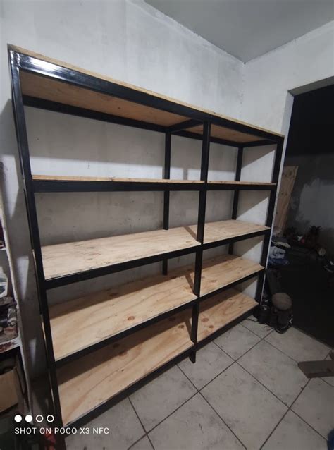 Estante Estantes Hierro Y Madera Muebles Para Negocios Prensa De Madera