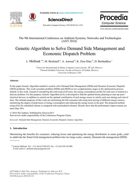Pdf Genetic Algorithm To Solve Demand Side Management And Economic Dispatch Problem